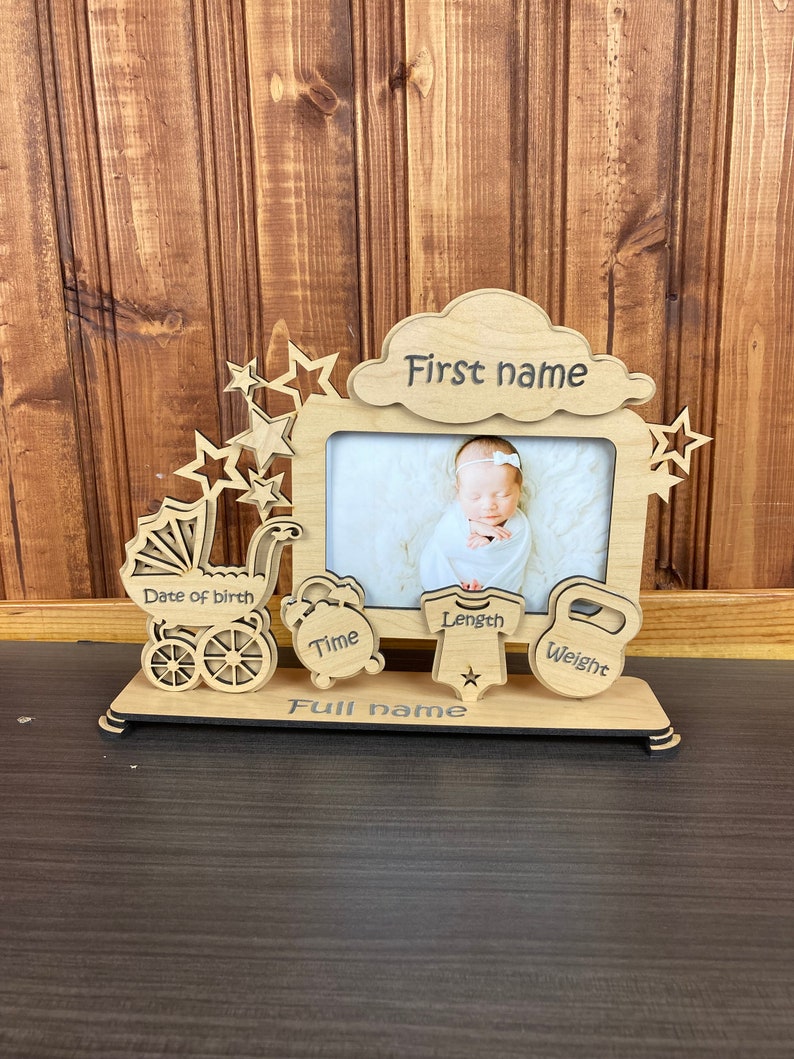Baby Picture Frame, Nursery Decor, Personalize Birth Stat Picture Frame ...