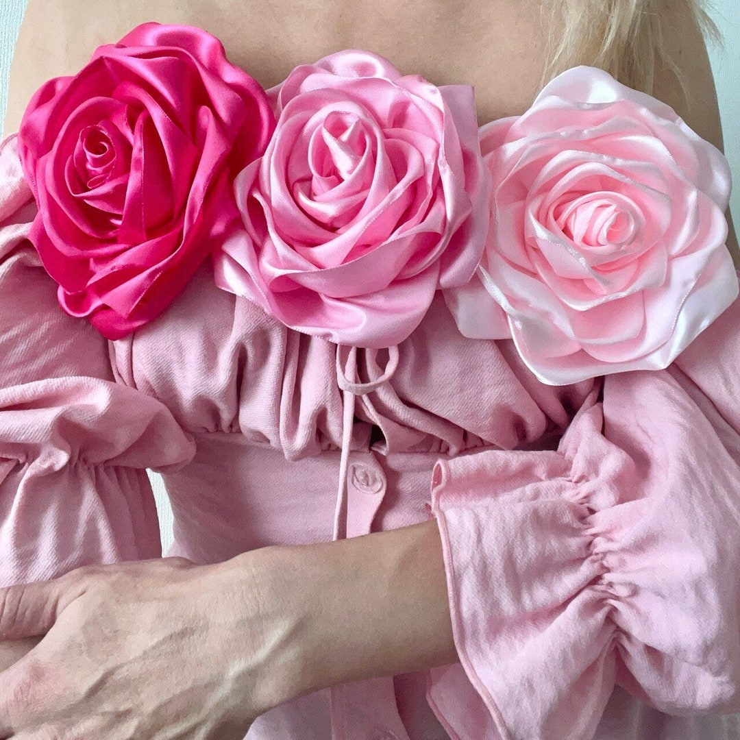 Pretty in Pink Roses Trio Set or Only 1 Flower for You Choose Large Hot ...