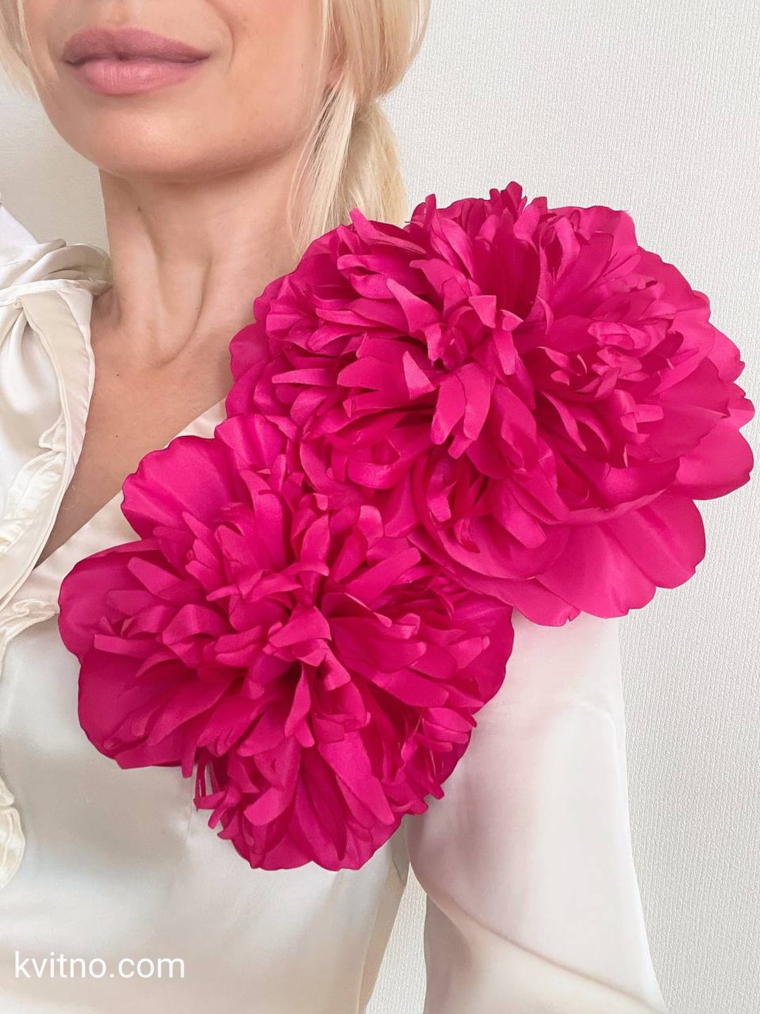 Hot Pink Flower Brooch Peony Floral Brooch Flower Brooch Oversized ...