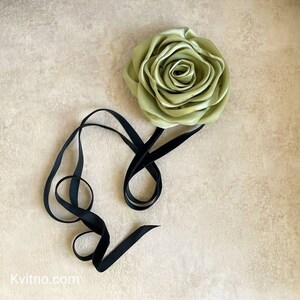 Olive Green Flower Choker Necklace Velvet Choker Rose Choker Bridesmaid ...