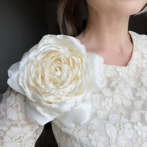 Flower Brooch Oversized Ivory Large Brooch Wedding Flower Brooch Pin ...