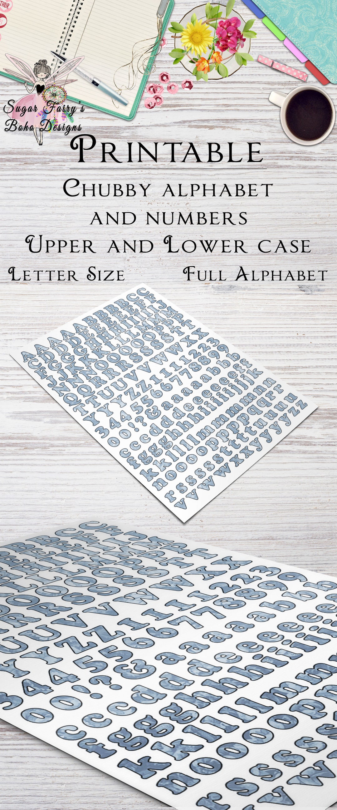 Floral Cream Light Blue Letters Alphabet Stickers Blue - Etsy