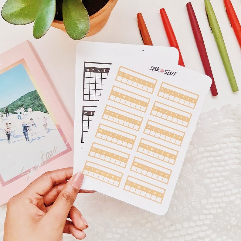 Weekly Habit Tracker Bullet Journal Stickers Planner - Etsy Canada