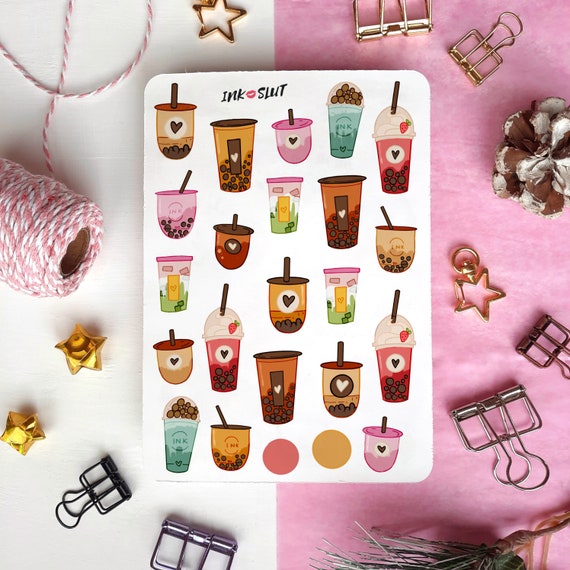Boba/bubble Tea Sticker Sheet Bullet Journal Stickers | Etsy