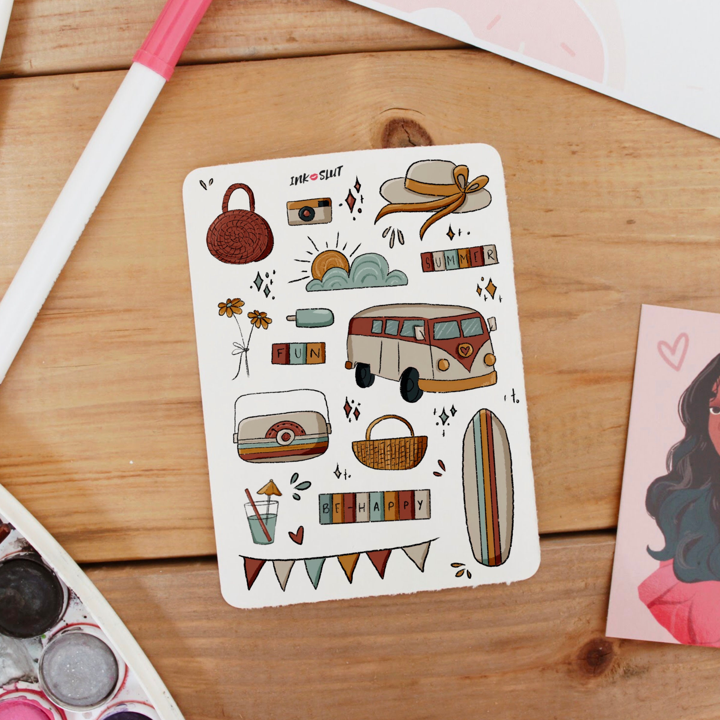Vintage Summer Sticker Sheet Bullet Journal Stickers | Etsy