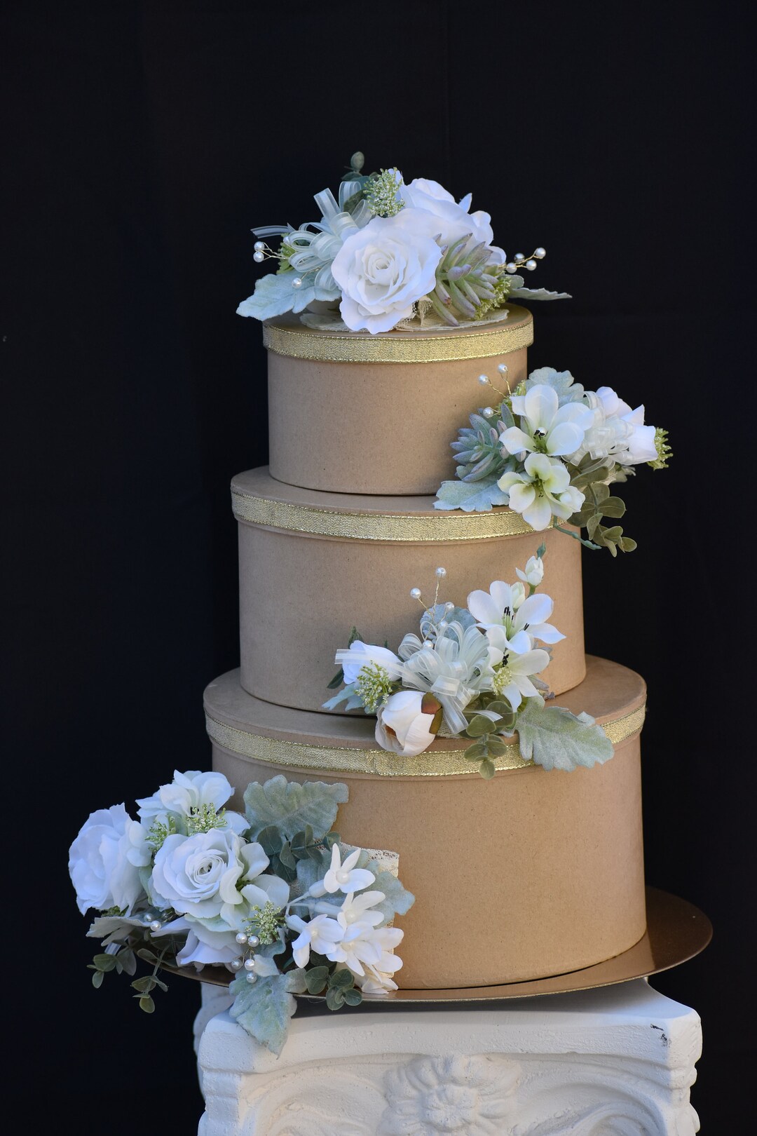 Cake Topper & Cake Decor Soft White/ivory Silk Floral and Succulent - Etsy