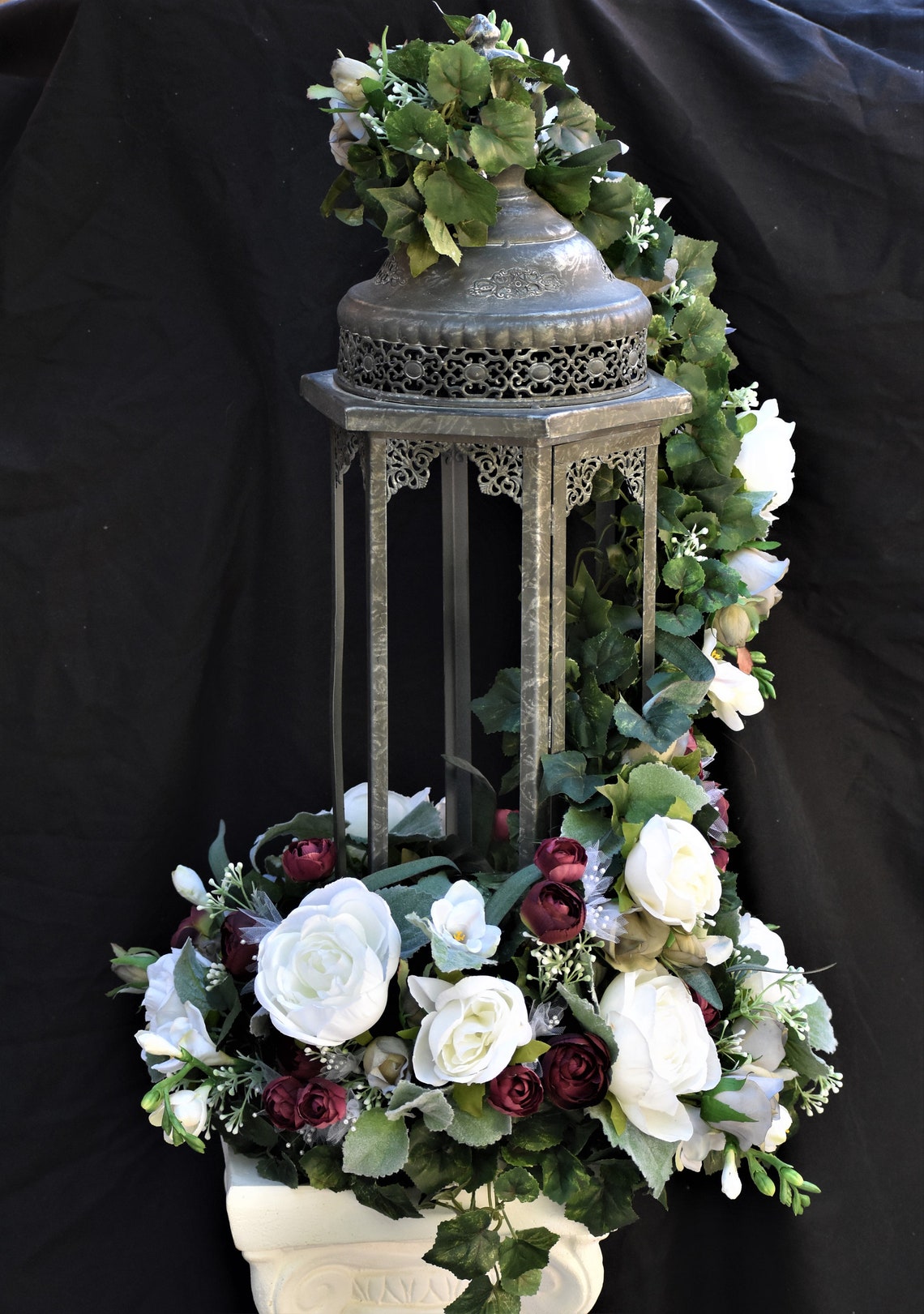 Farmhouse Style Lantern Silk Flower Arrangement, Centerpieces ...
