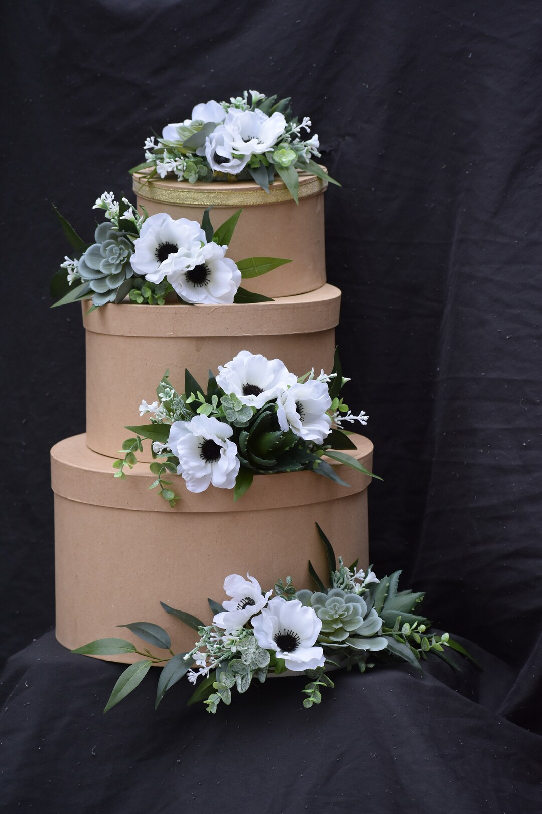 Succulent Anemone Floral Cake Topper & Cake Decorations, Flower Cake ...