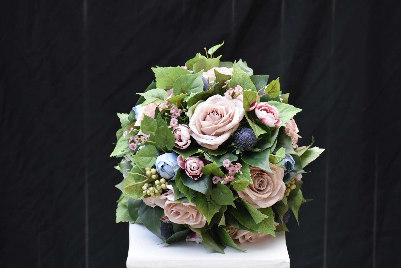 Hand Wrapped Dusty Rose and Dusty Blue Bouquet- Oversized - Etsy