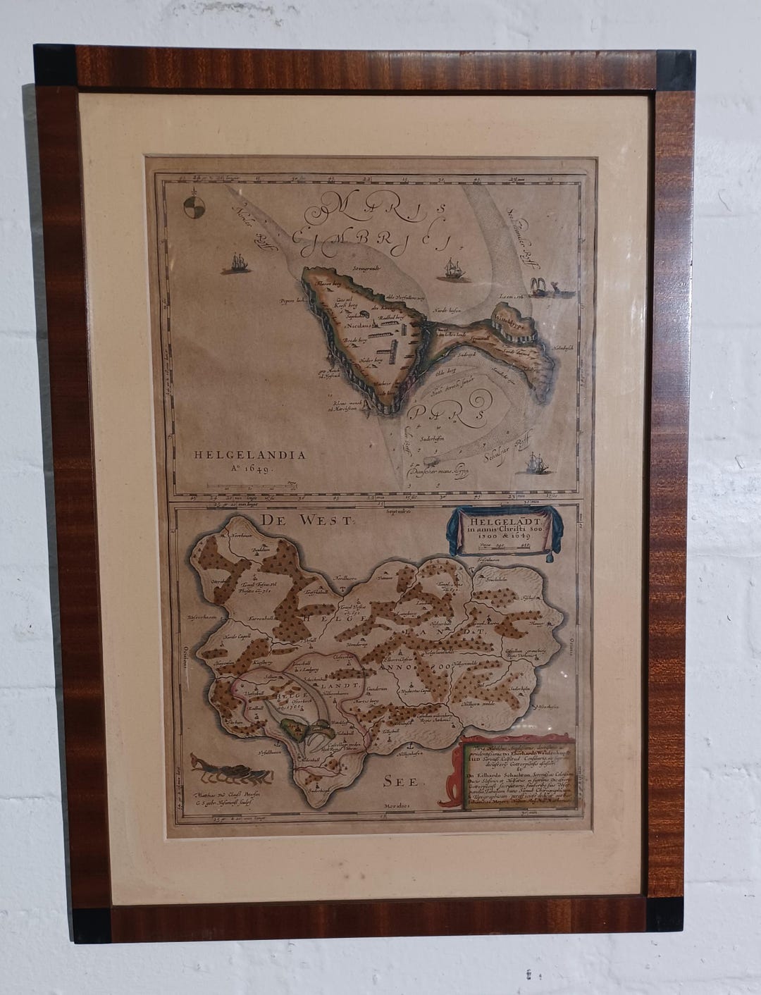 Historical Map of Heligoland 1649 in a Frame Under Glass - Etsy UK