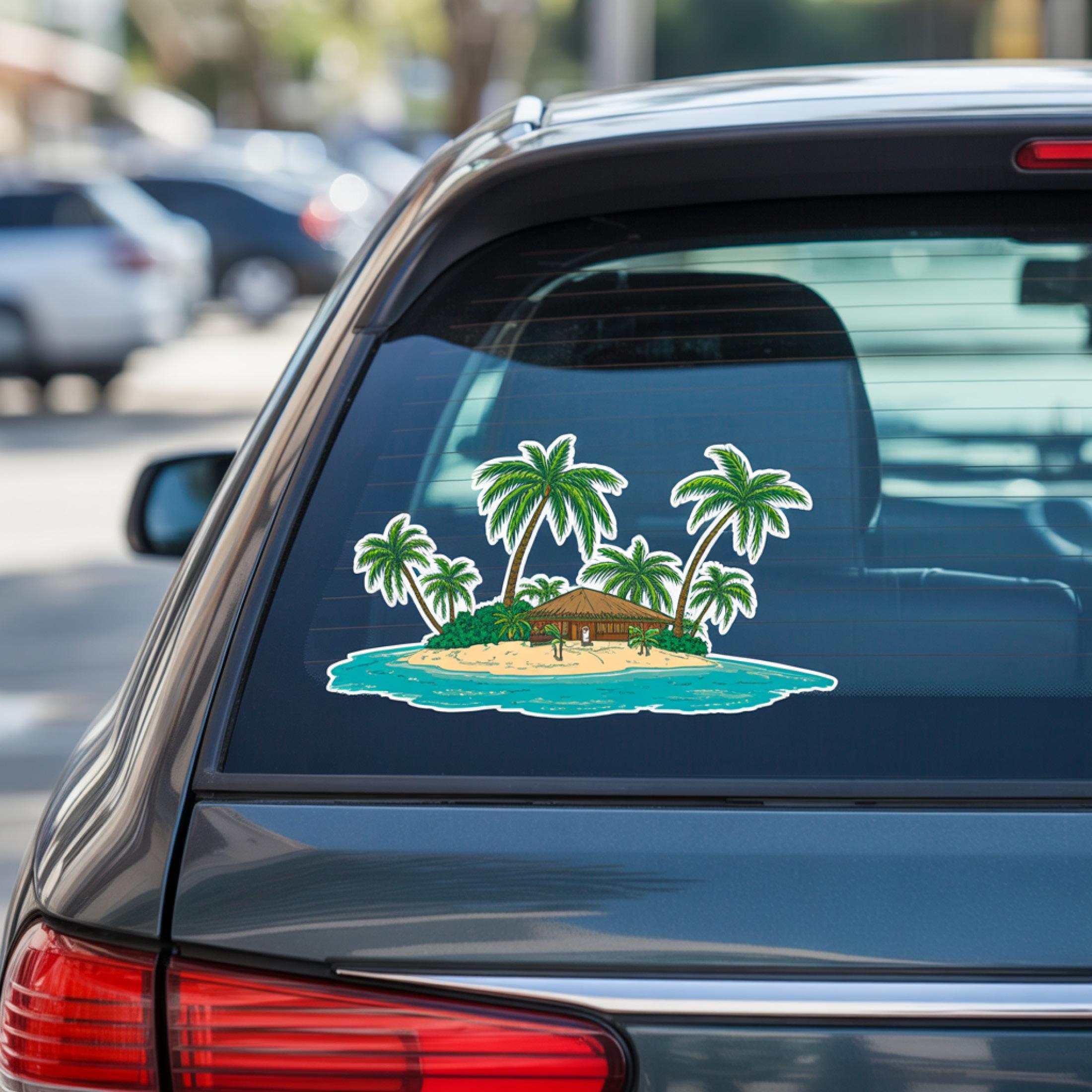 Sticker Decal Sign Island Beach Tropical Sunset Palm Tree Vinyl Gift ...