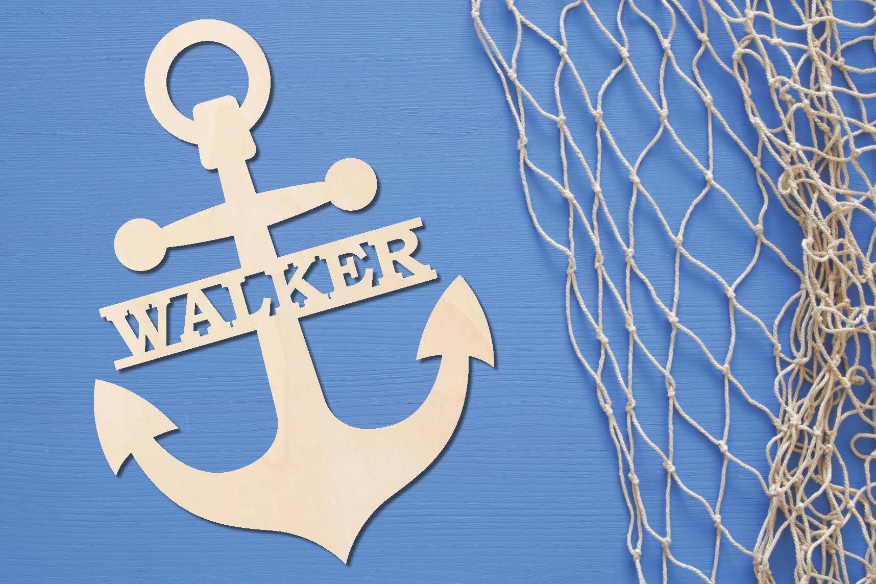 Custom Anchor Name Beach Marine Navy Doorhanger Wood Cutout | Etsy