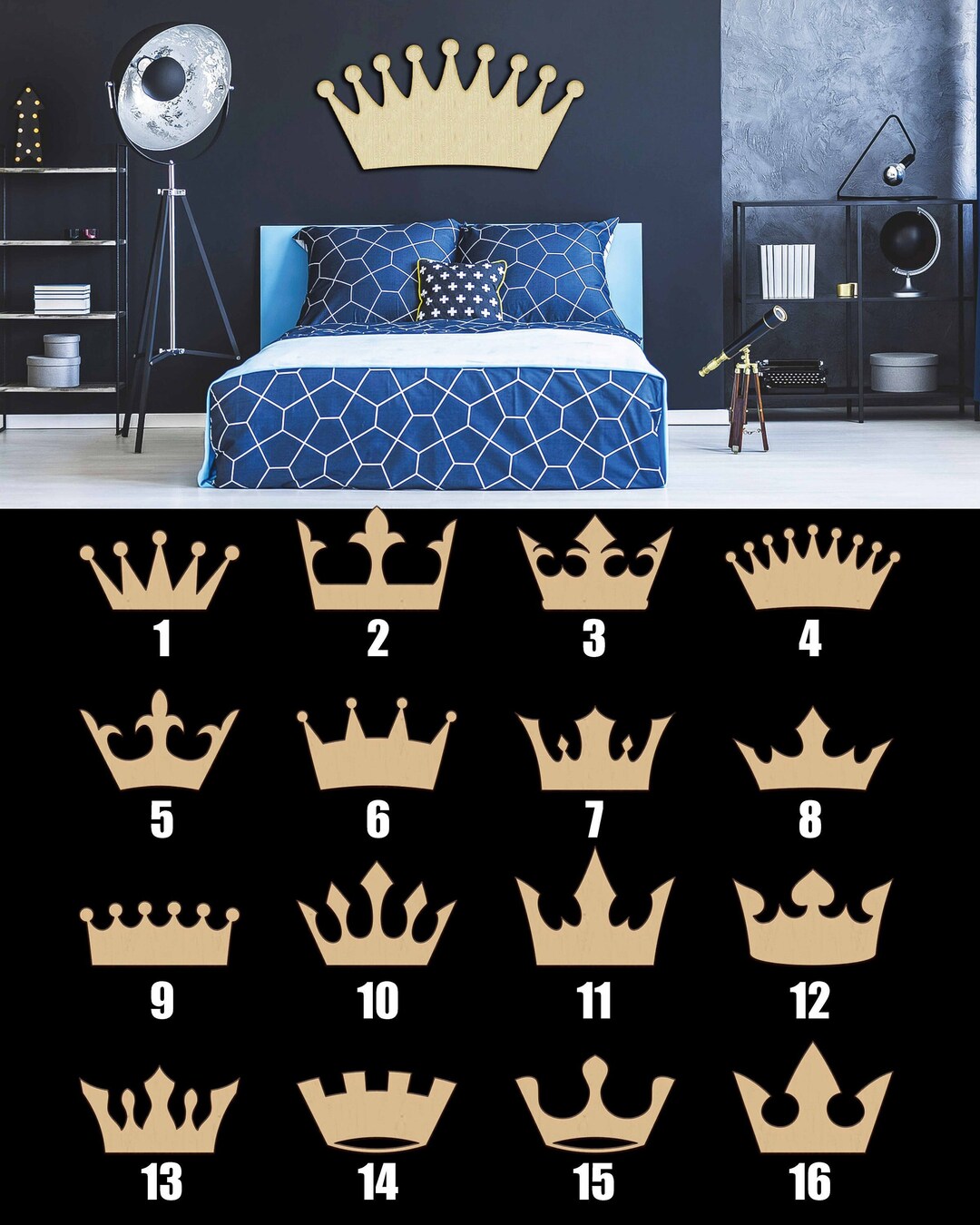Royal Crowns King Queen Princess Prince Tiara Doorhanger Wall Decor ...