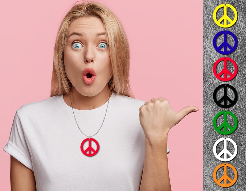 Peace Necklace Acrylic Plastic Opaque Sign Custom Round Solid | Etsy