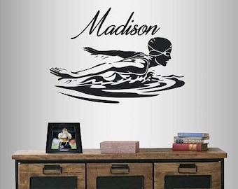 Swim Swimmer Swimming Decal Girl Custom Name Wall Personalized Vinyl ...