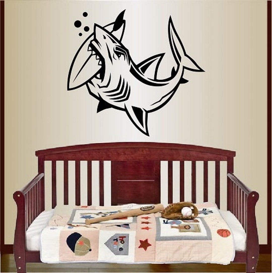In-style Decalswall Vinyl Decal Home Decor Art Sticker Shark Bites ...