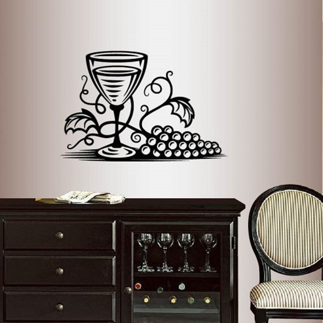 In-style Decals Wall Vinyl Decal Home Decor Art Sticker Glass of Wine ...