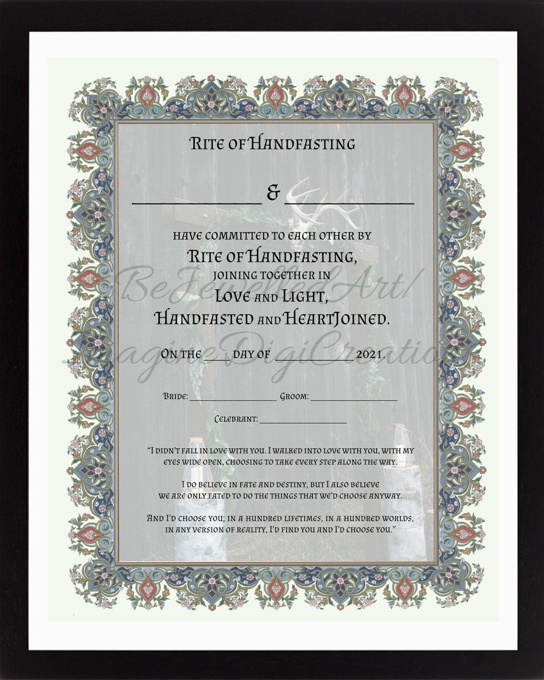 Handfasting Certificate, Handfasting, Old Norse, Wedding Gift ...