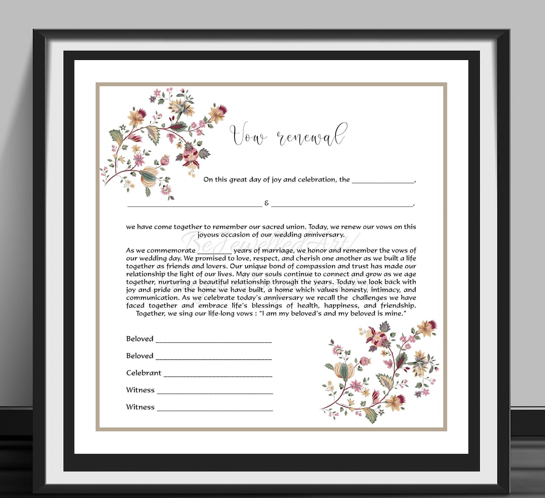 Vow Renewal, I Choose You, Promise, Love Poem, Wedding Gift, Marriage ...