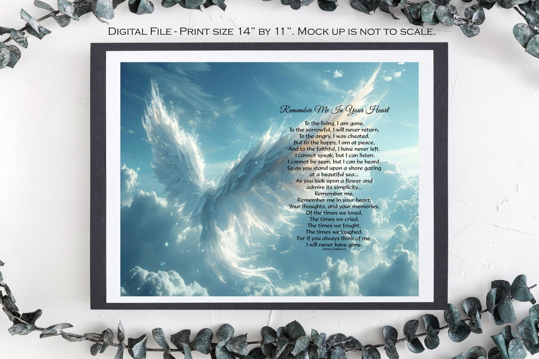 Memorial Poem, Funeral Poem, Memorial Gift, Loved One, Mourning ...