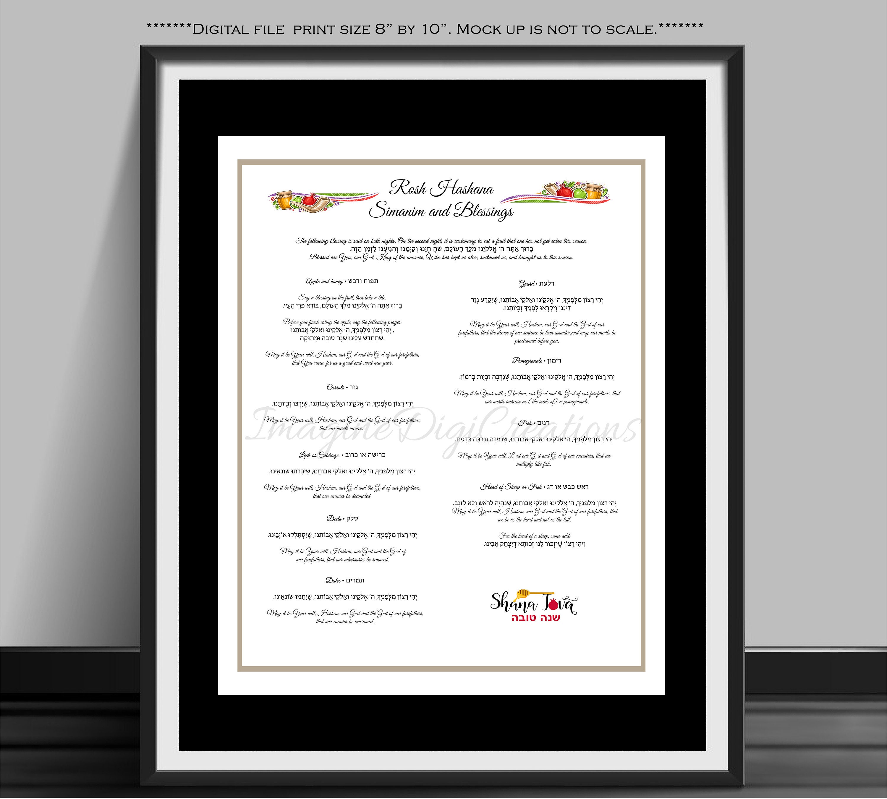 Rosh Hashana, Simanim, Blessings, Printable for the Table,prayers Rosh ...