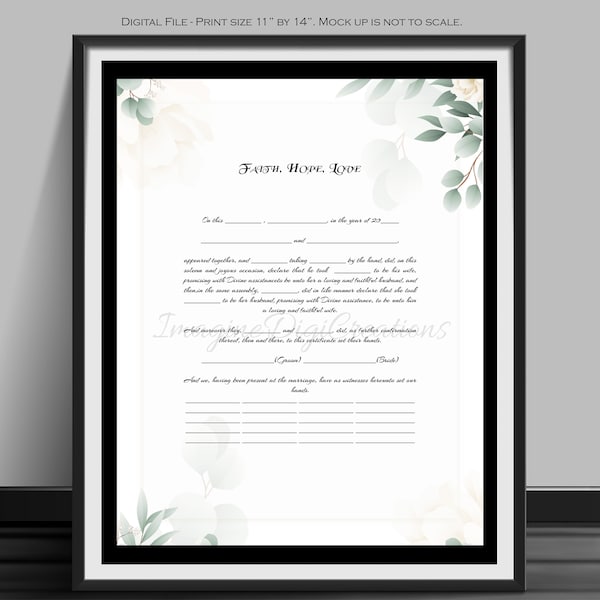 Quaker Self Uniting Marriage Certificate - Etsy