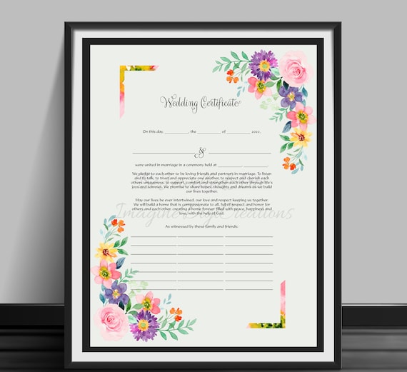 Handfasting Certificates And Print Create Personalized Handfasting