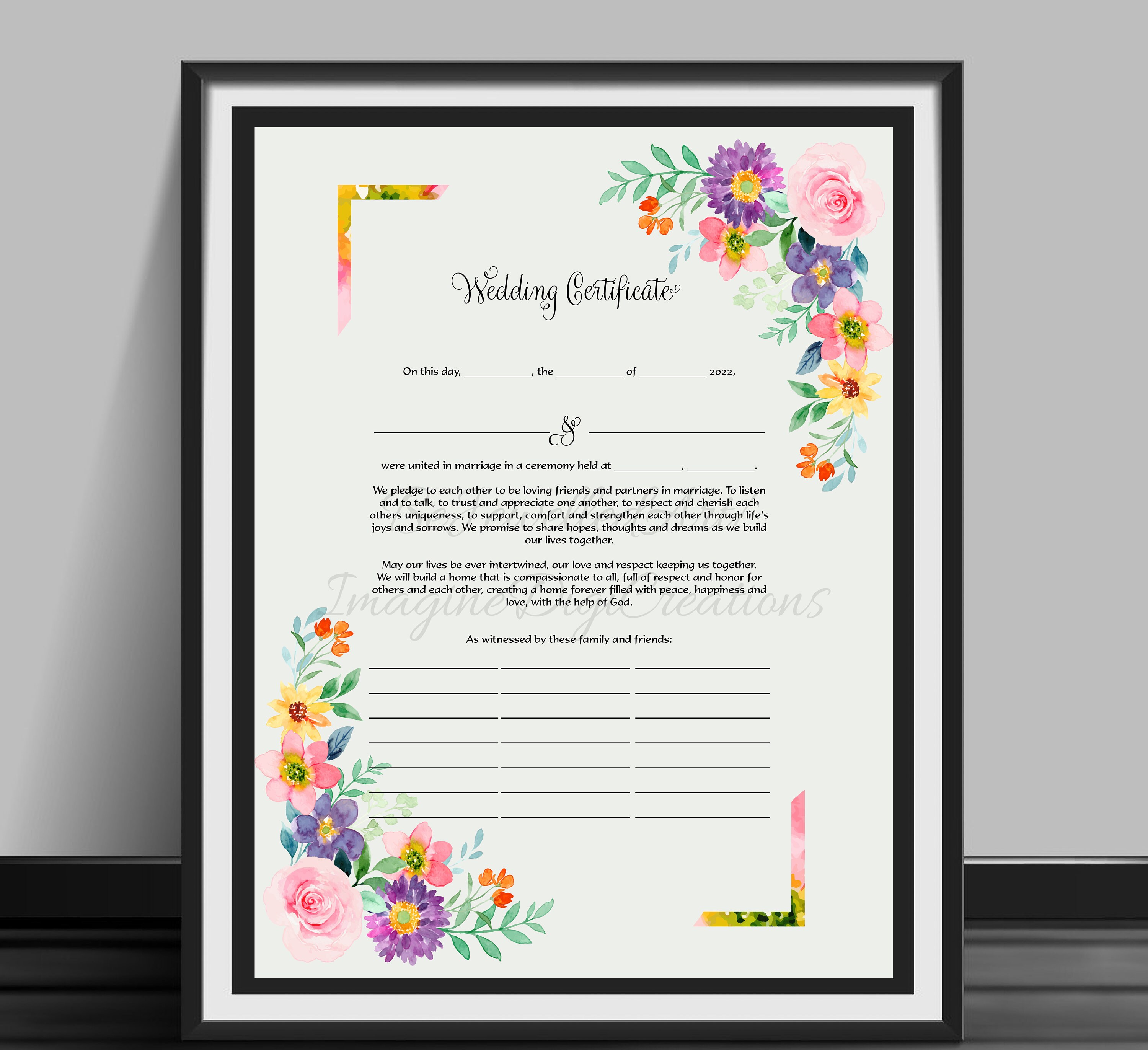 Handfasting Certificate, Wedding Certificate, These Are the Hands ...