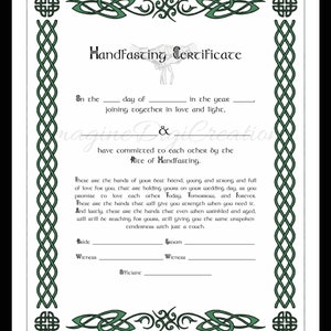 Blessing of the Hands, Handfasting Blessing,handfasting Certificate ...