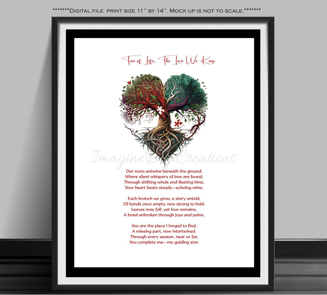 Tree of Life Love Poem Print: Valentine Keepsake (digital File 14x11 ...