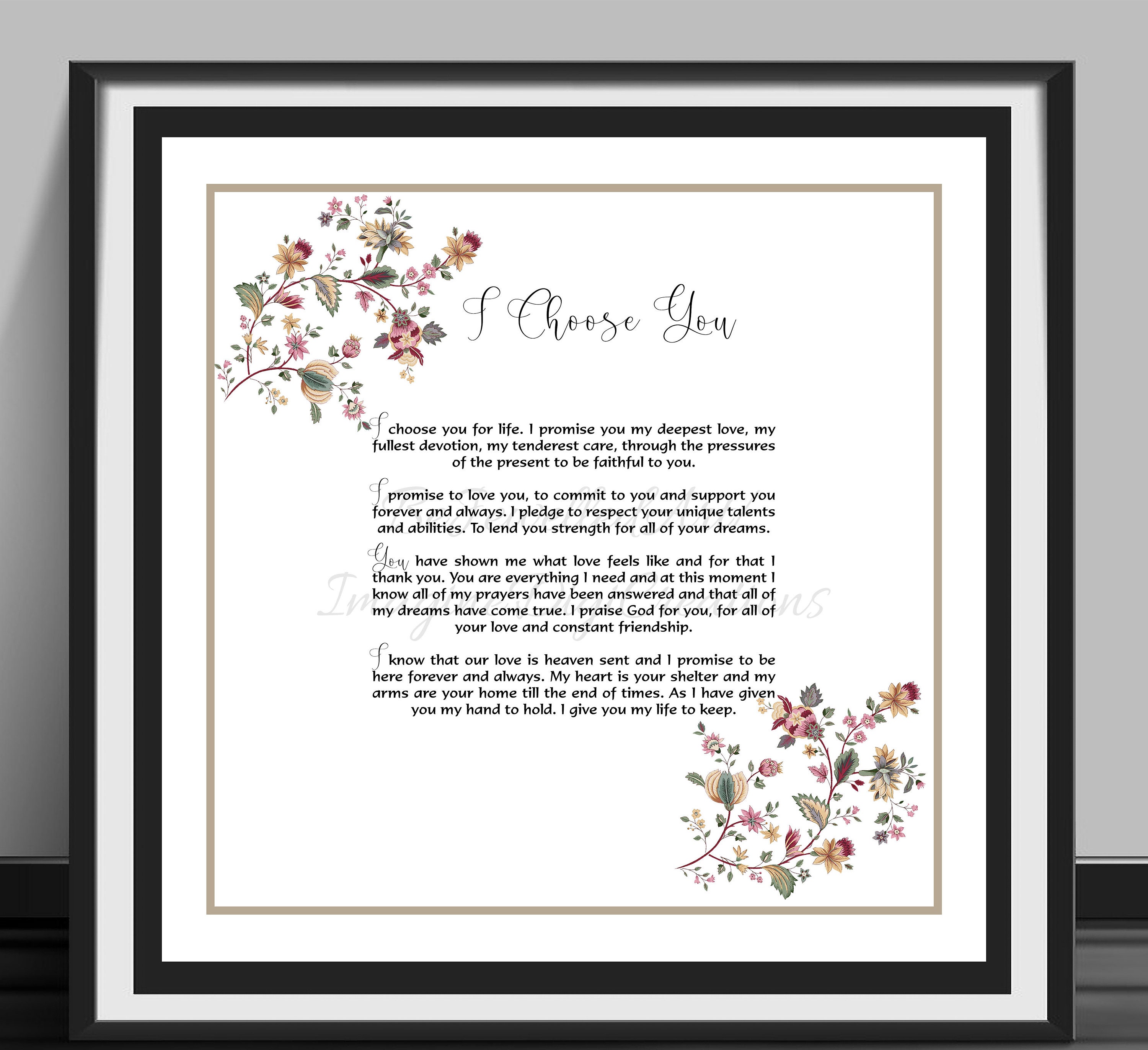 Vow Renewal I Choose You Promise Love Poem Wedding Gift - Etsy