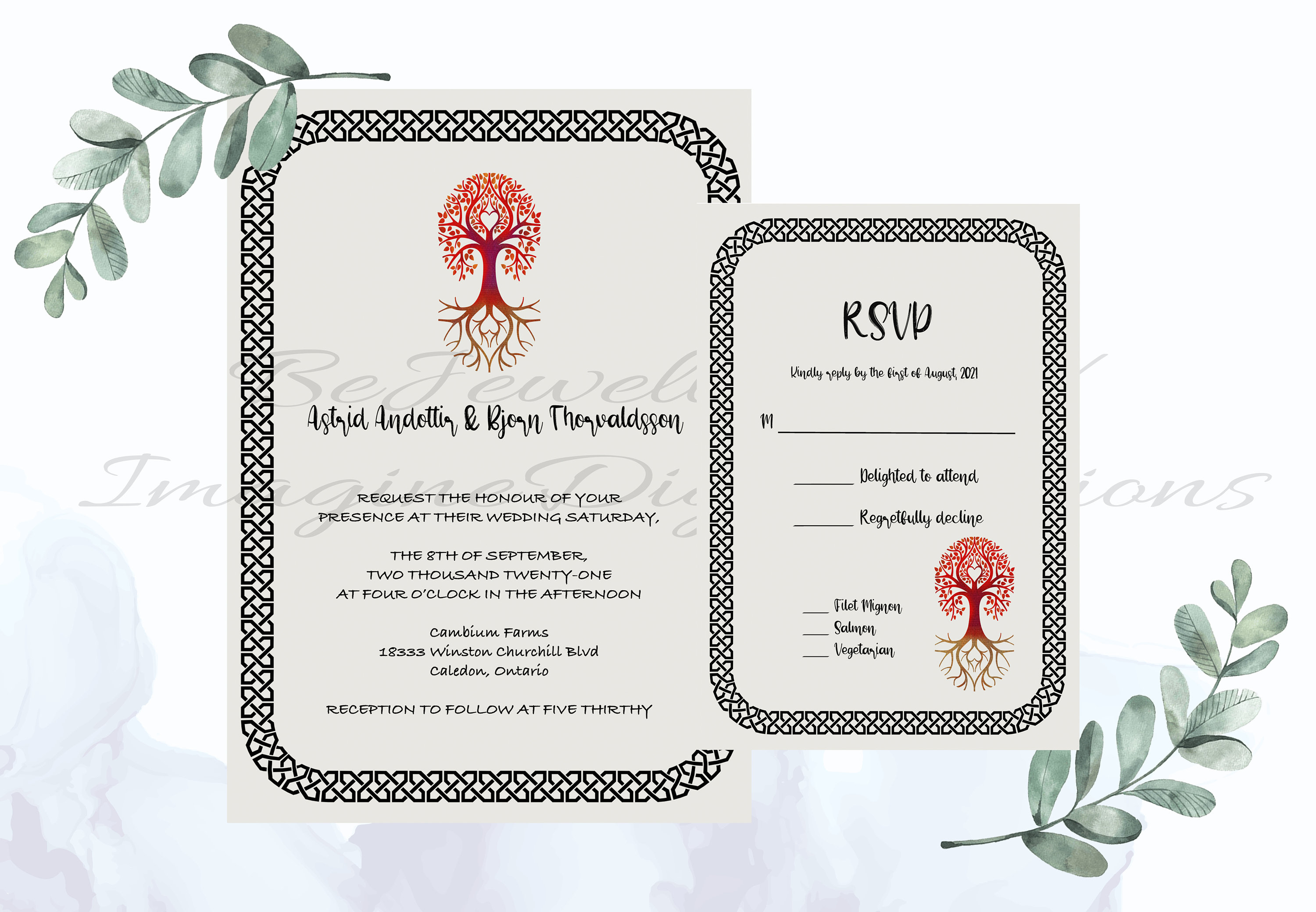 Wedding Invitation, Norse, Viking, Wedding, Handfasting, Romantic, RSVP ...