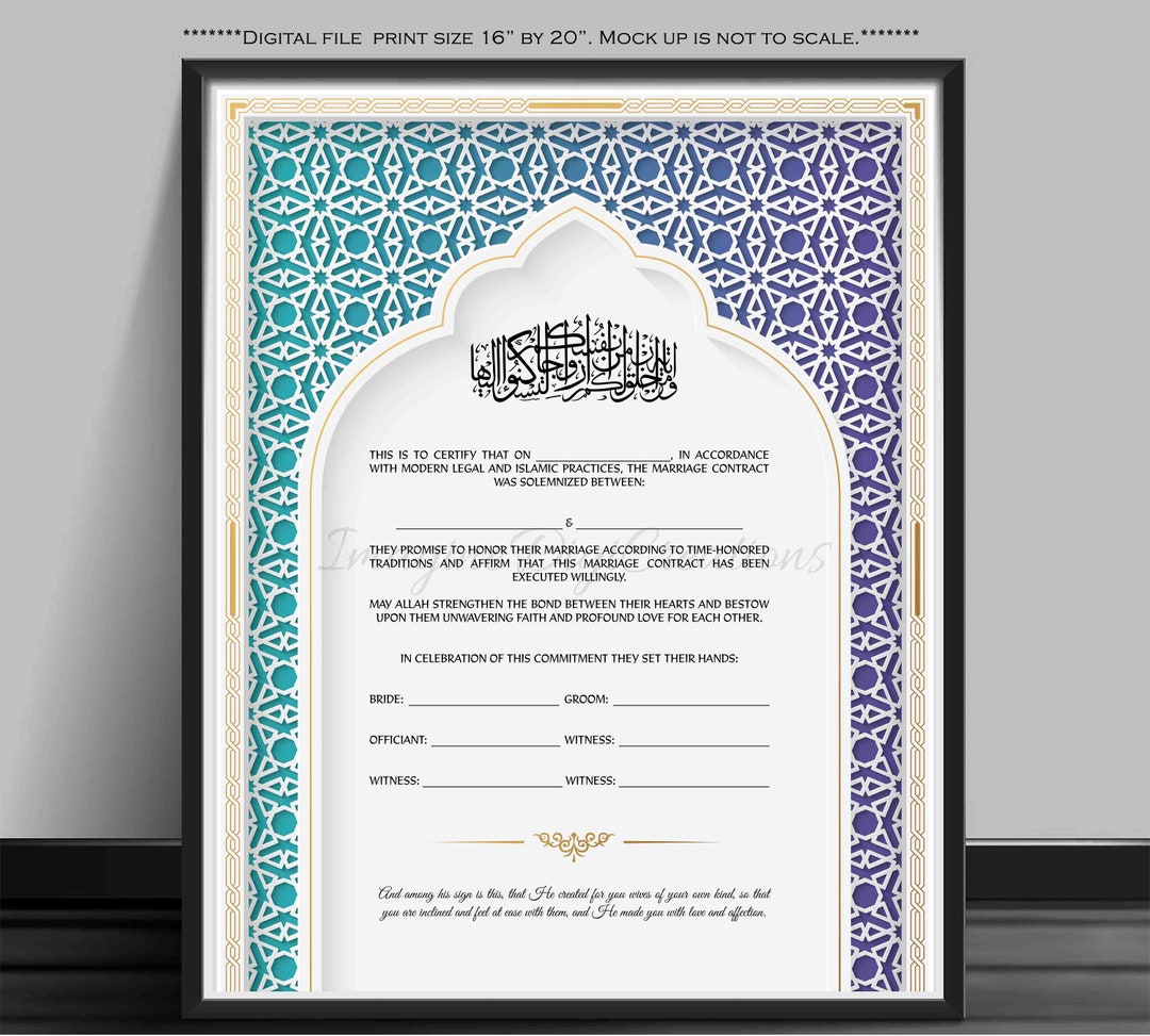 Modern Nikah Nama, Nikah Certificate, Marriage Certificate,wedding ...