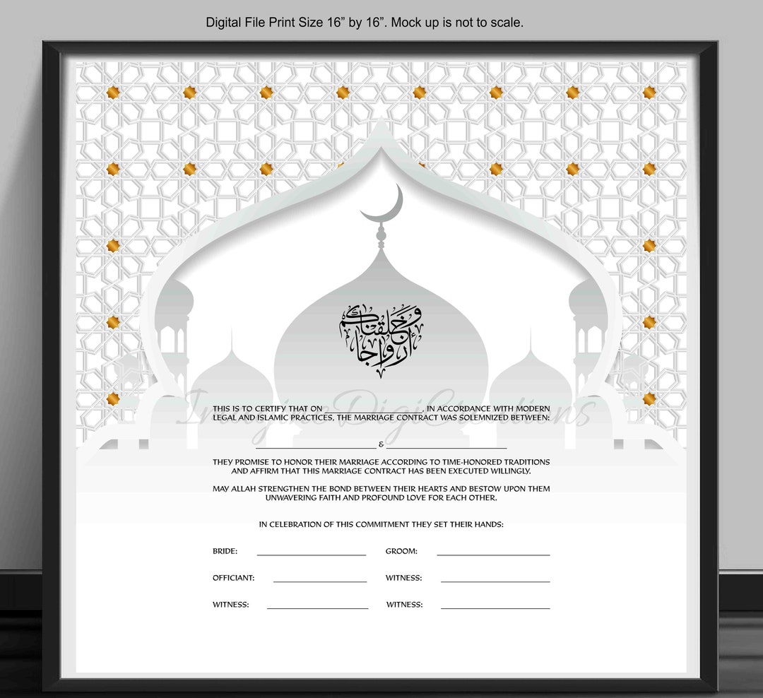 Modern Nikah Nama Certificate, Wedding Gift (digital Download) - Etsy