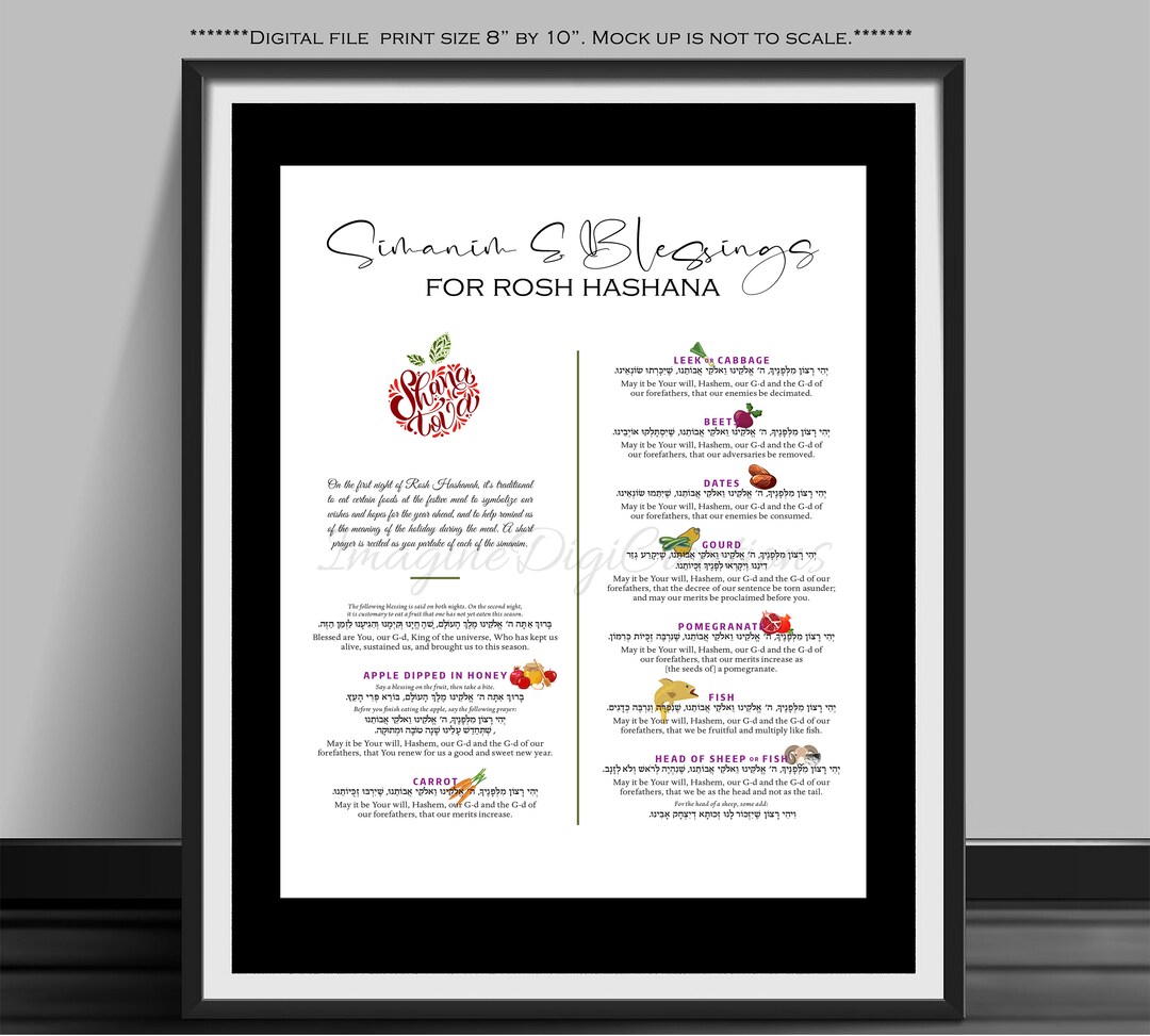 Rosh Hashana, Simanim, Blessings, Printable for the Table,prayers Rosh ...