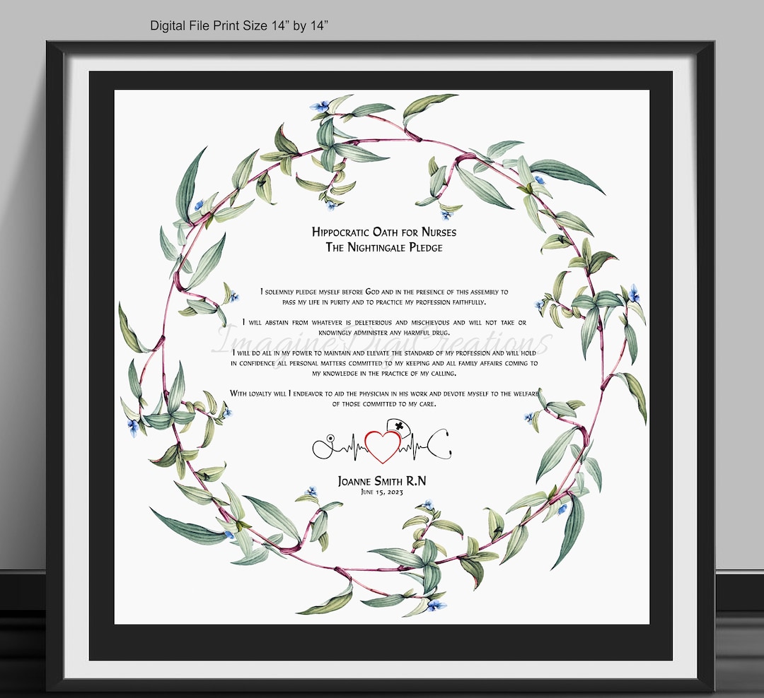 Personalized,florence Nightingale,pedge,nurse's Oath,nurses Gift,nurse ...