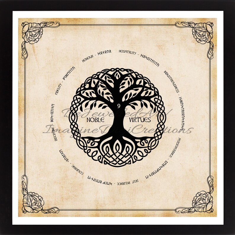 Tree of Life, Nine Noble Virtues, Viking, Love, Heart, Roots,celtic ...