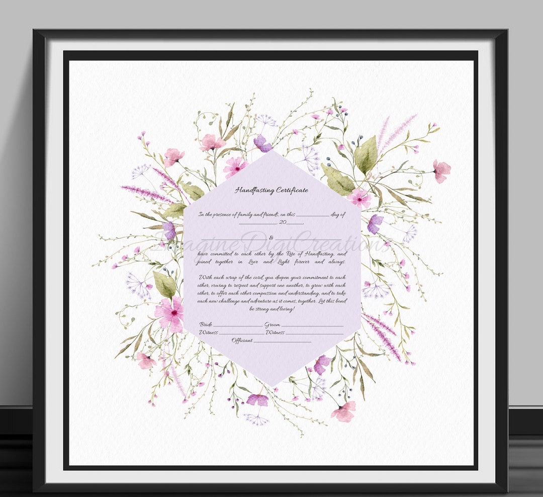 Handfastingcertificate, Hands Blessing, Handfasting, Wedding Gift ...