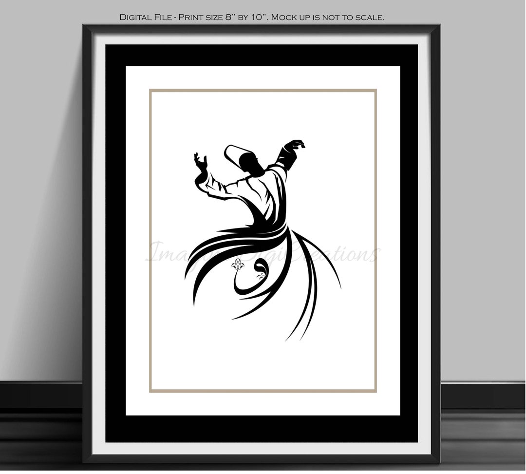 Rumi Quote Art, Sufi Home Decor, Islamic Calligraphy Wall Art, Whirling ...