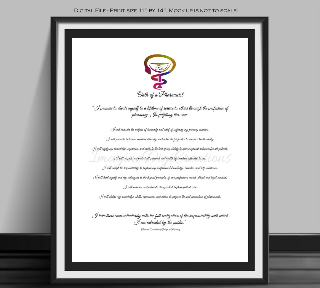 Pharmacist Oath Print: Bowl of Hygeia, Rx Symbol (digital File) - Etsy