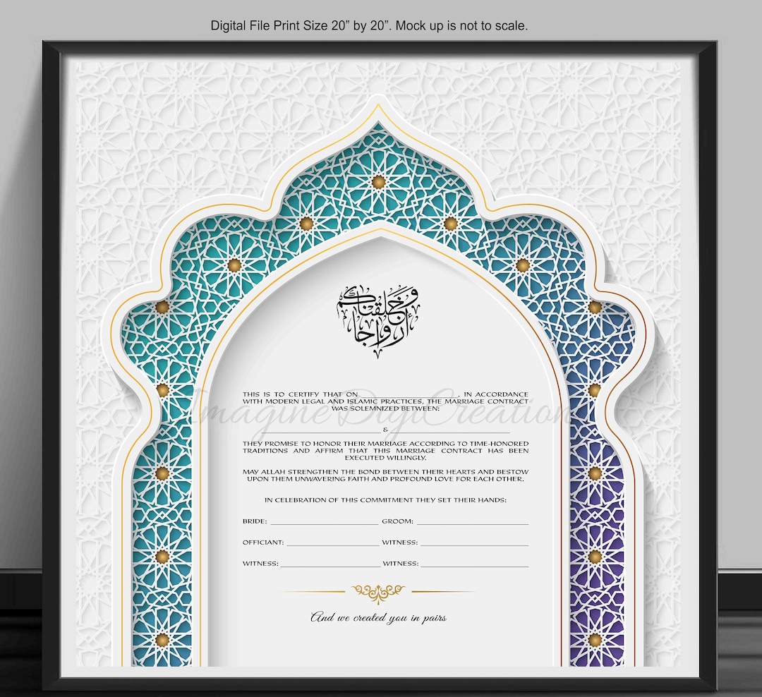 Modern Nikah Nama, Nikah Certificate, Marriage Certificate,wedding ...