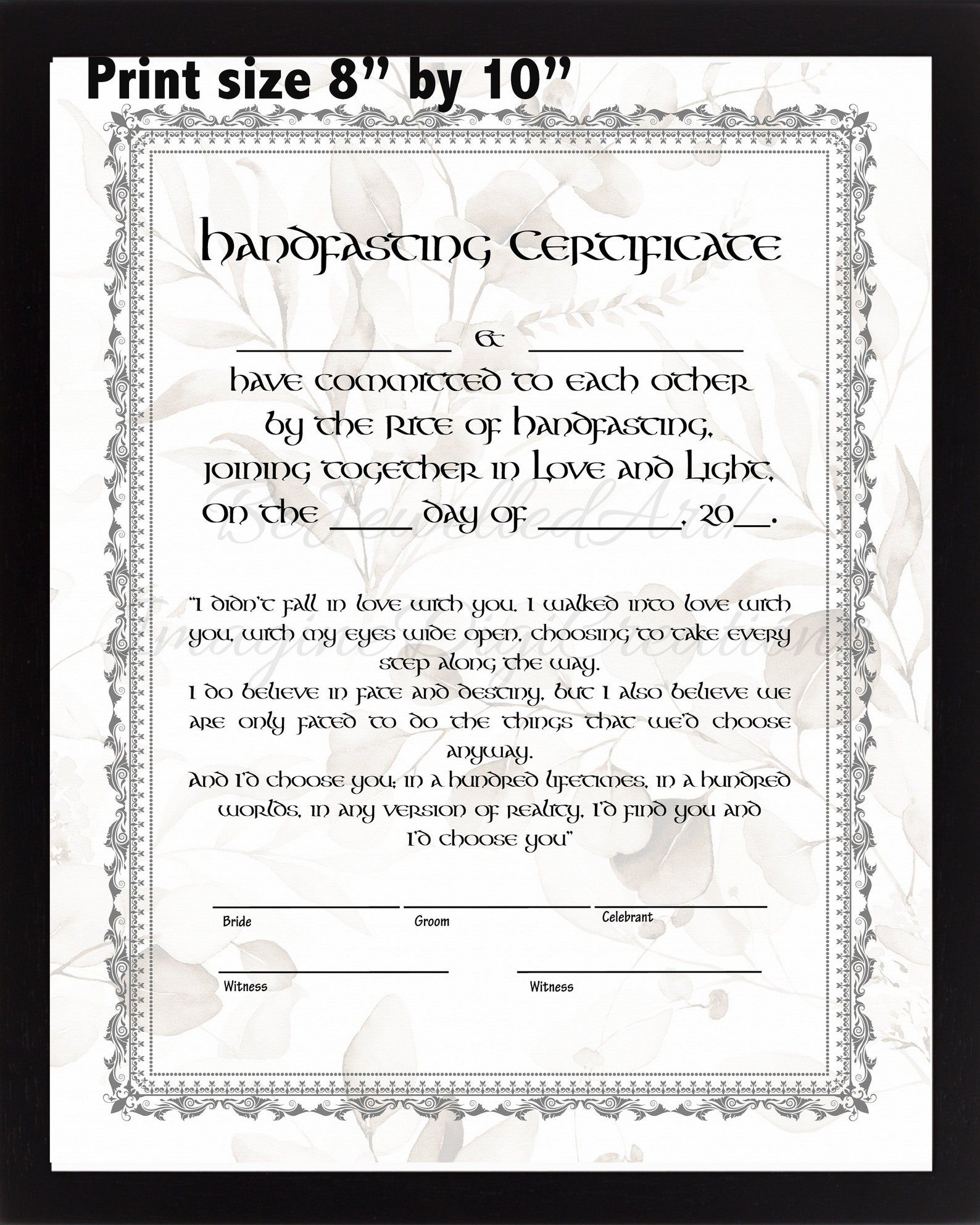 Handfasting Certificate Handfasting Wedding Gift - Etsy