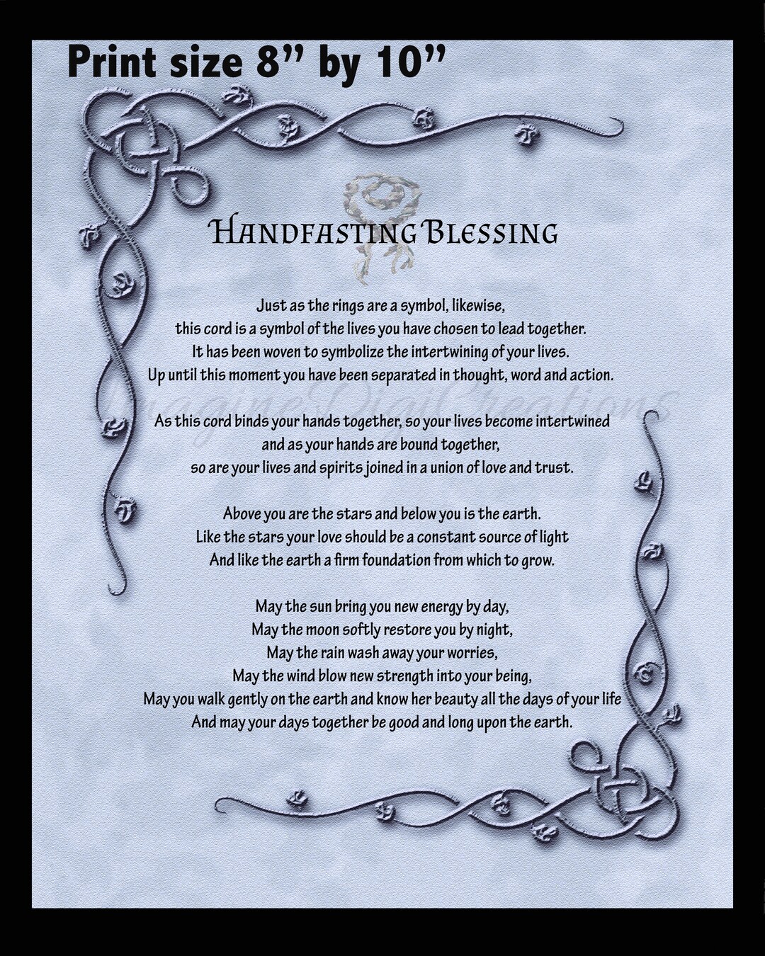 Blessing of the Hands, Handfasting Blessing,handfasting Certificate ...
