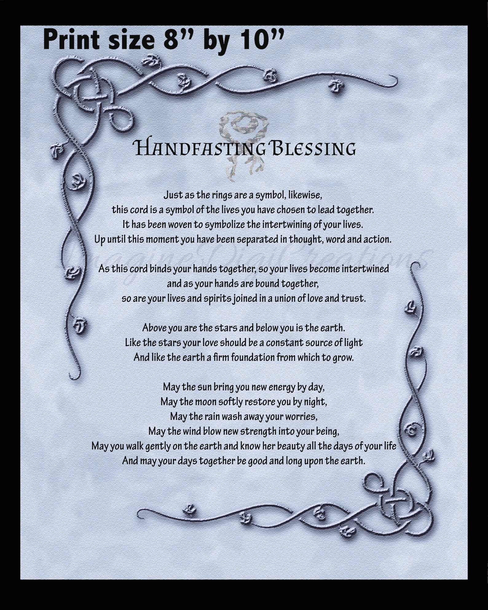 Blessing of the Hands, Handfasting Blessing,handfasting Certificate ...