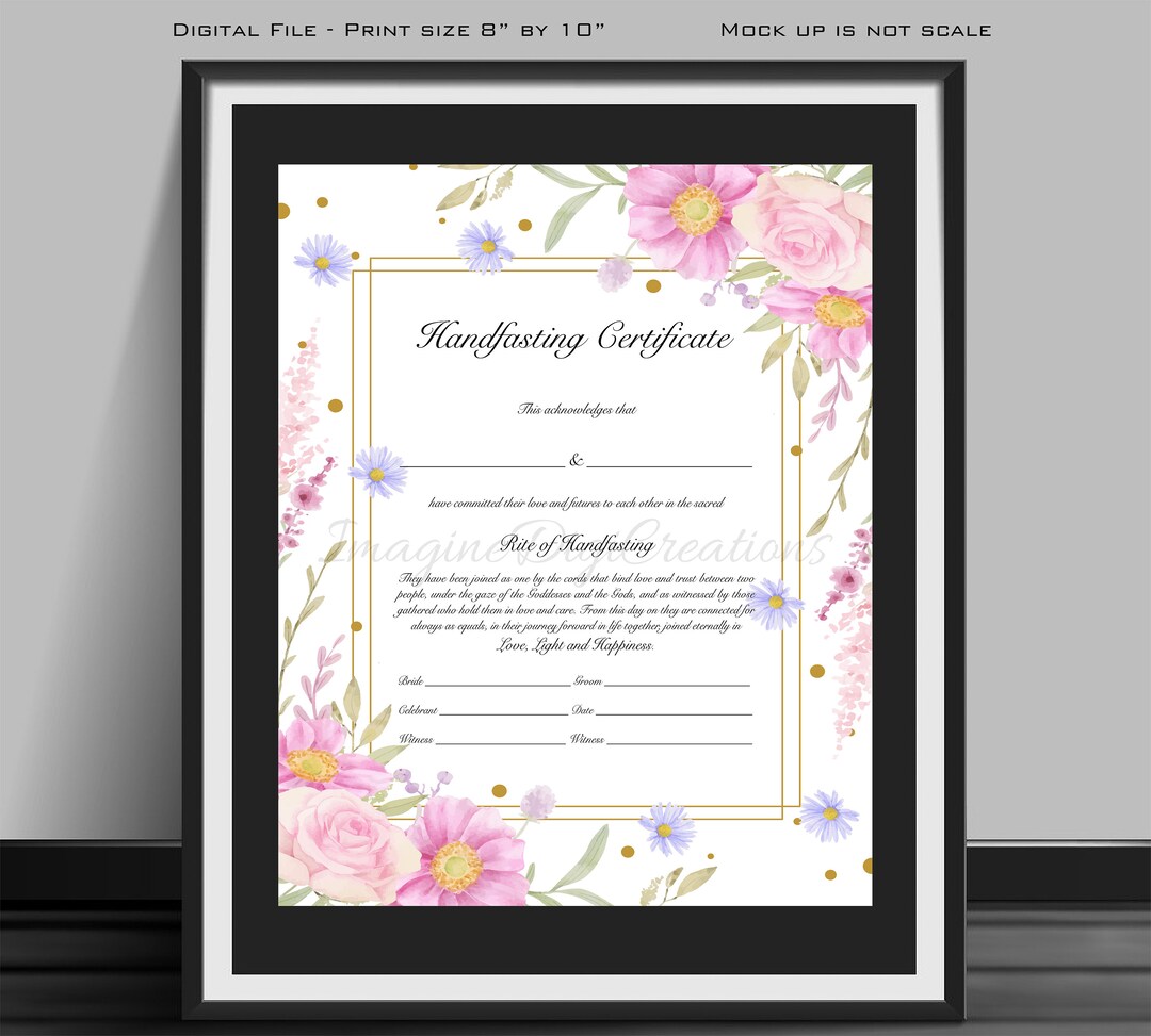 Handfasting Certificate: Watercolor Floral Wedding Blessing (digital ...