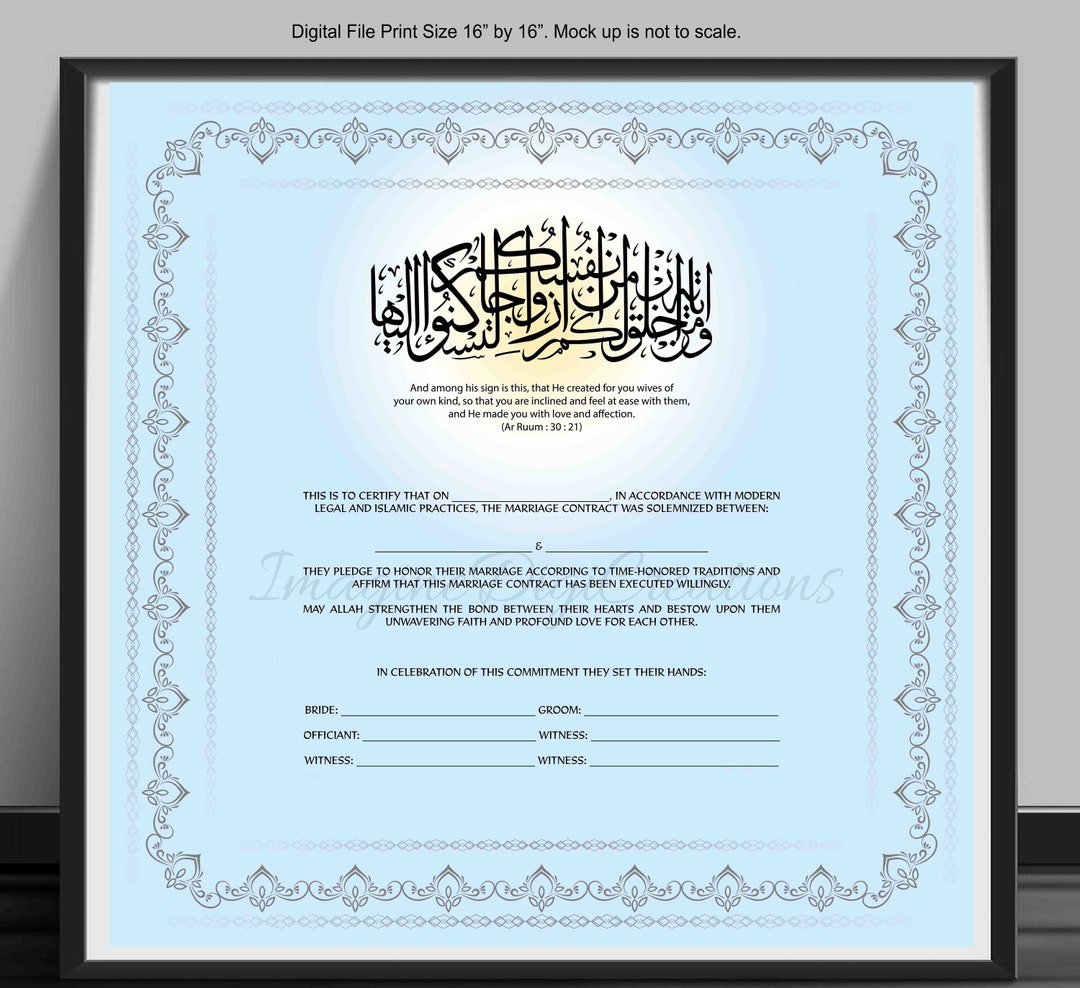 Modern Nikah Nama, Nikah Certificate, Marriage Certificate,wedding ...