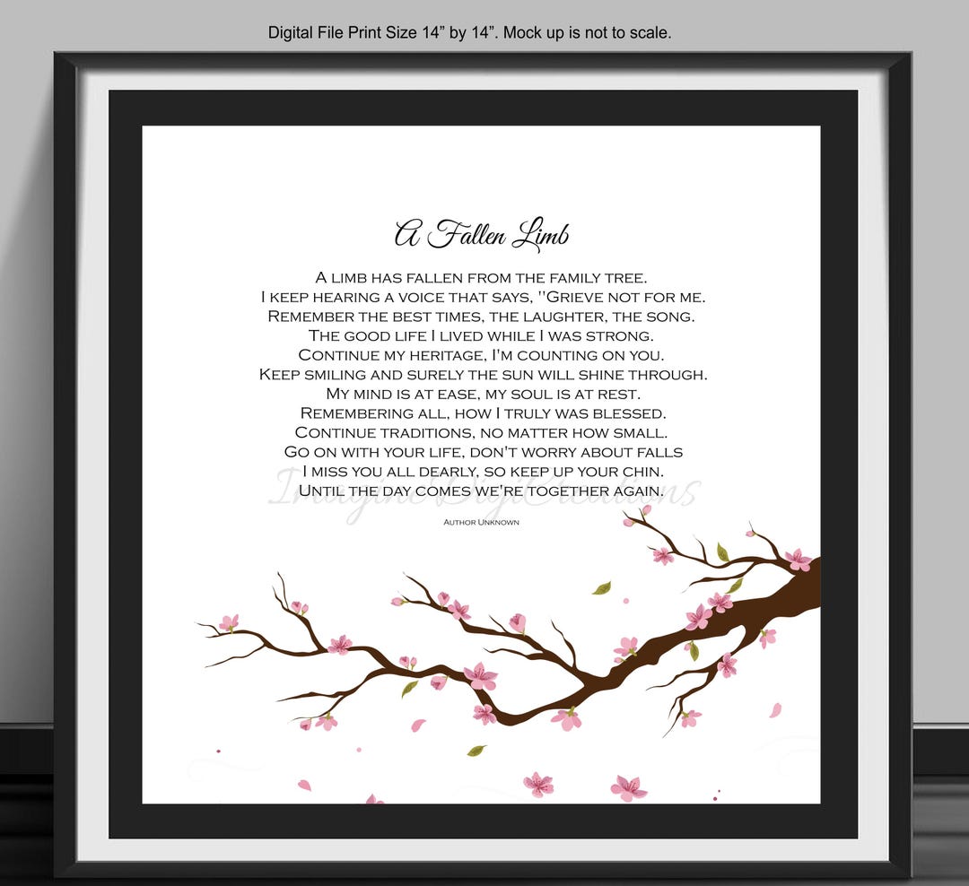 Memorial Poem Print: 'A Fallen Limb' Remembrance Gift (digital File) - Etsy
