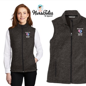 Neonatal ICU NICU Vest Sweater Vest Full Zip Women's Personalized With ...