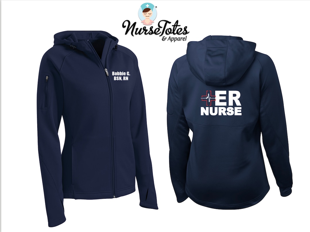 ER Nurse Hooded Full Zip Jacket Mid-weight Tek-fleece Jacket Inside ...