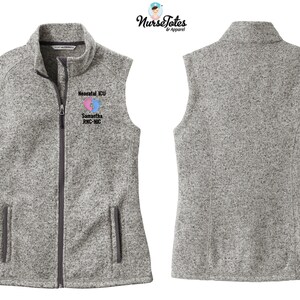 Neonatal ICU NICU Vest Sweater Vest Full Zip Women's Personalized With ...